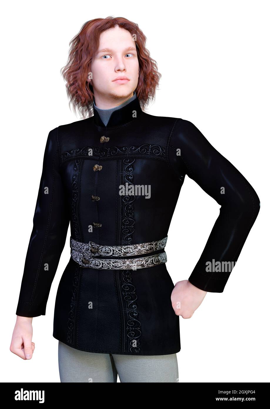 3D rendering of a fairy tale medieval prince isolated on white ...