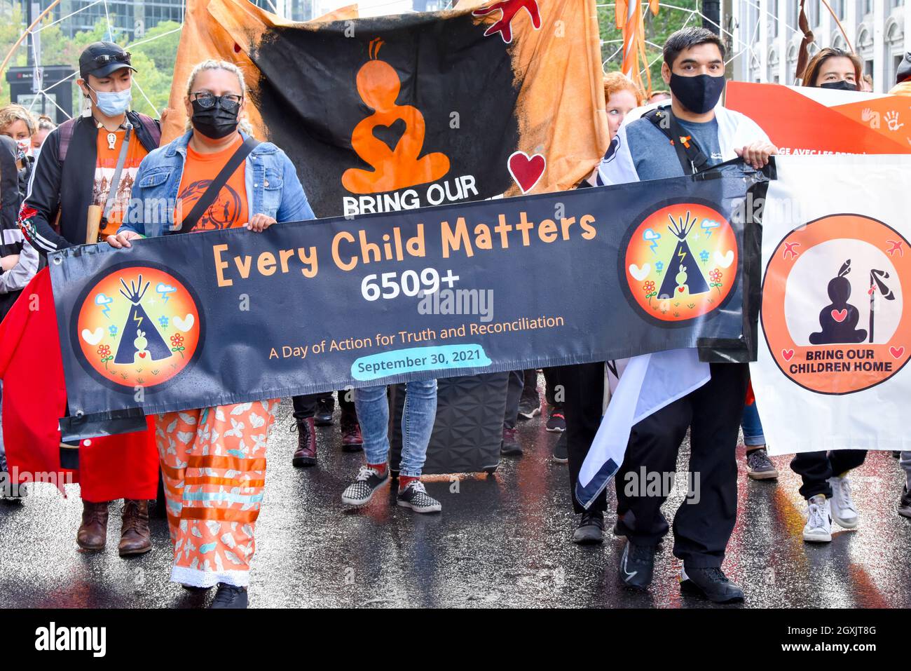 Every Child Matters banner at the Montreal March for National Day for ...