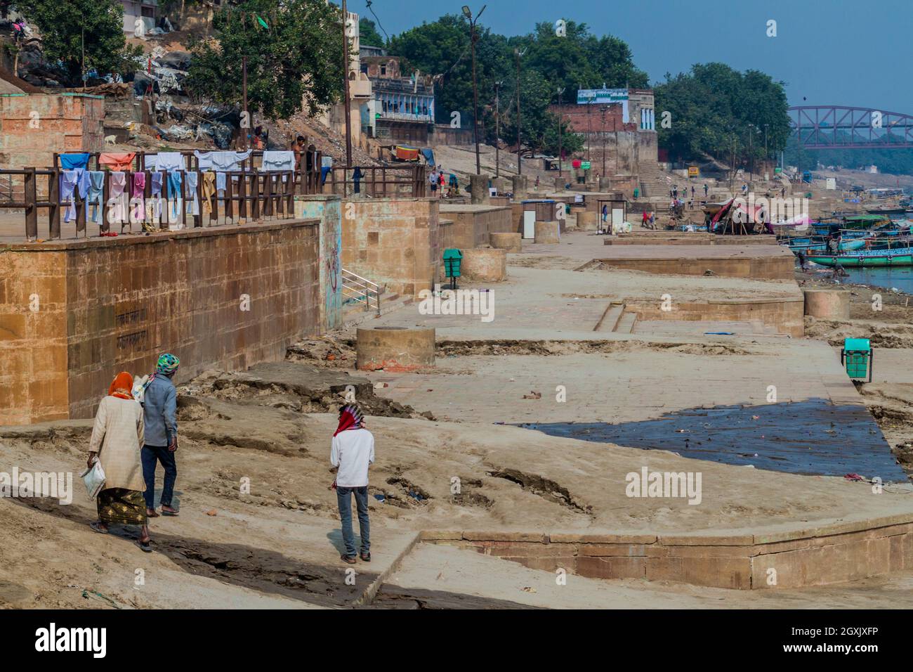 VARANASI, INDIA - OCTOBER 25, 2016: View of a Ghat riverfront steps of ...