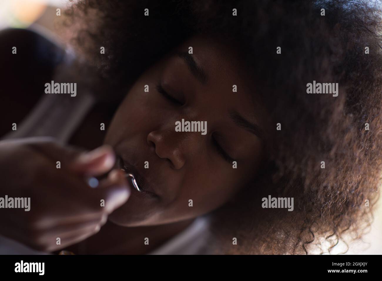 Closeup beautiful young woman enjoys hi-res stock photography and ...