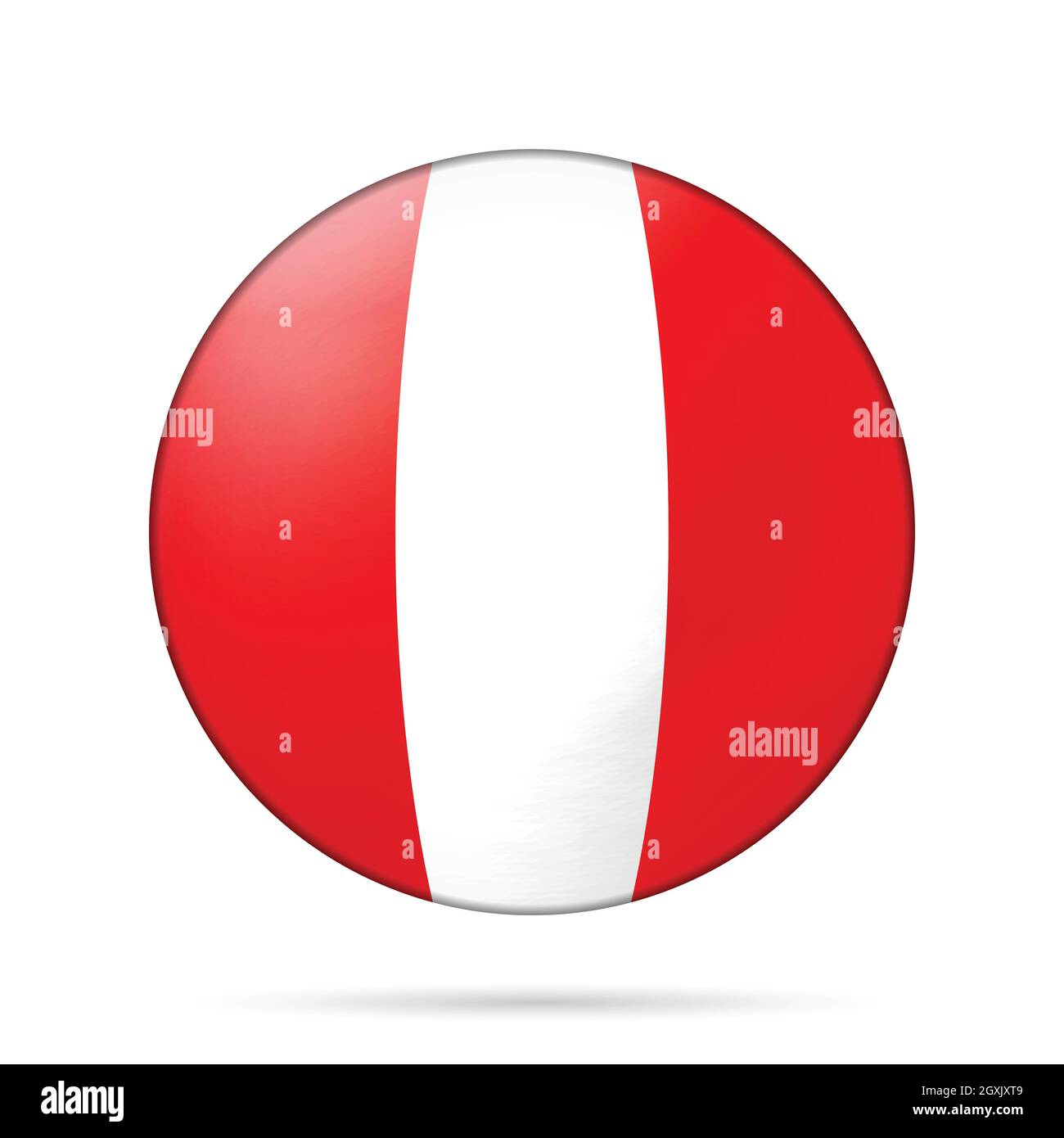 Glass light ball with flag of Peru. Round sphere, template icon. Peruvian national symbol ...