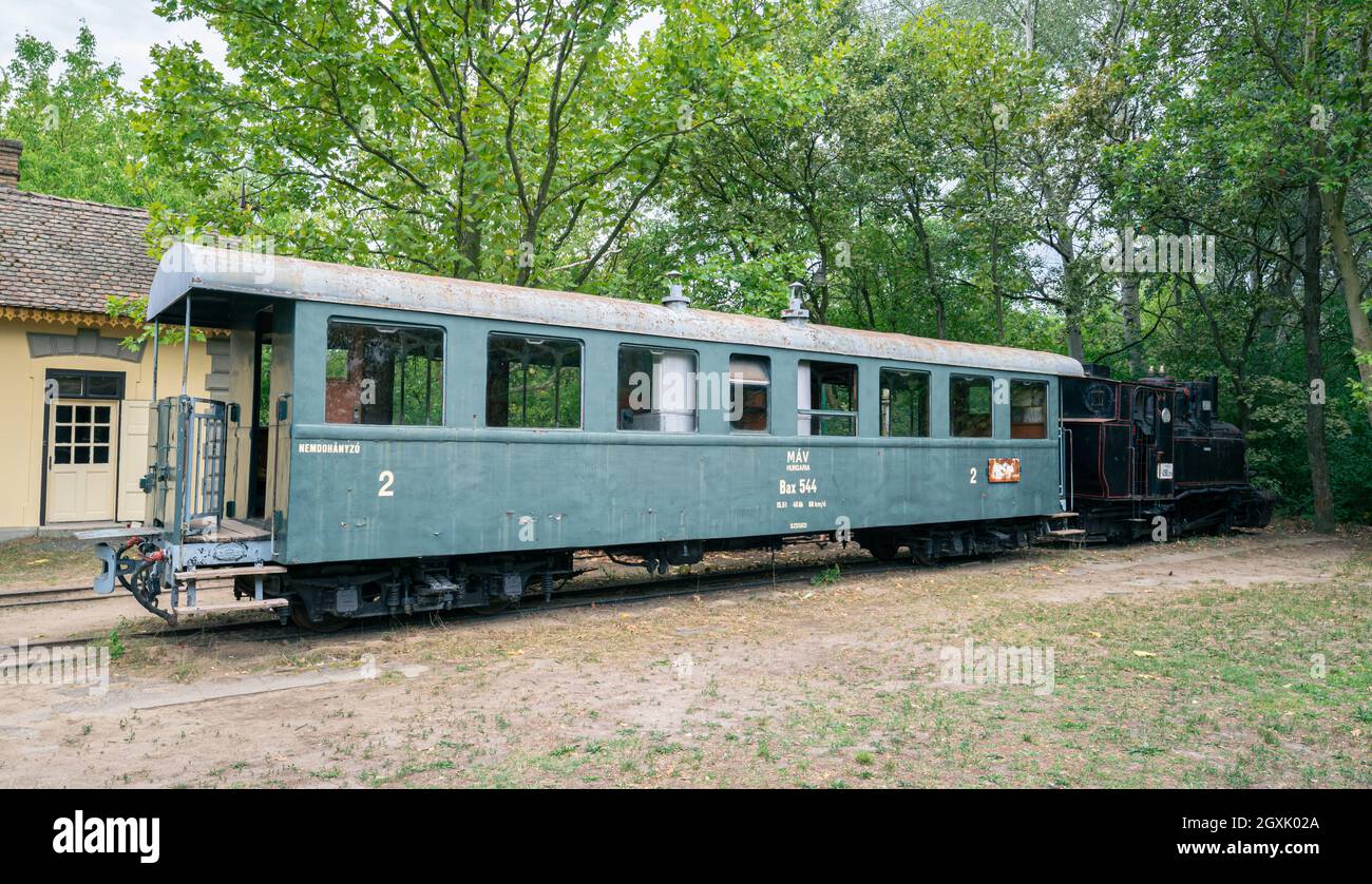 Old train wagon and locomotive of Hungarian State Railways (Hungarian ...