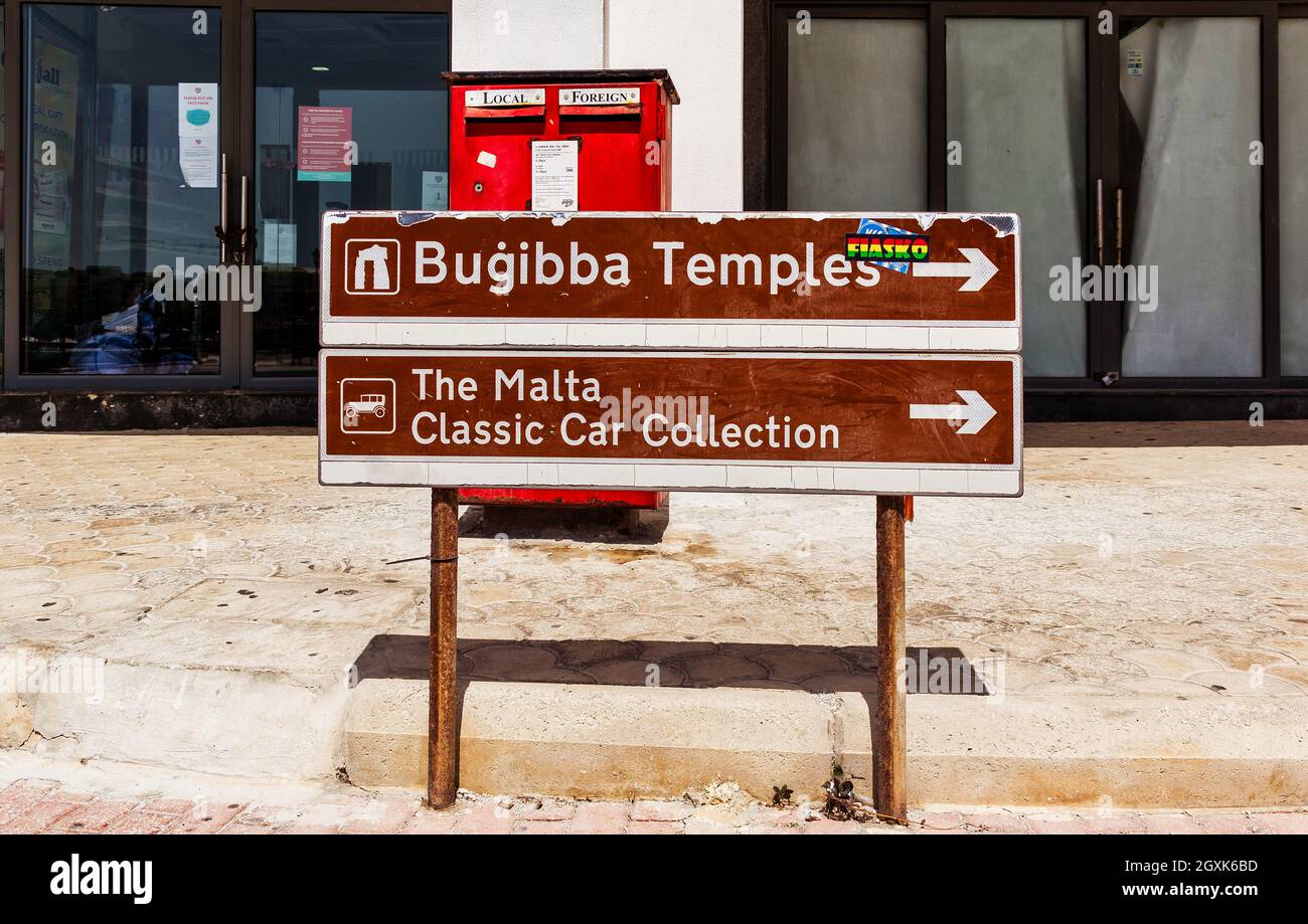 Information signs giving information about the directions to tourist ...