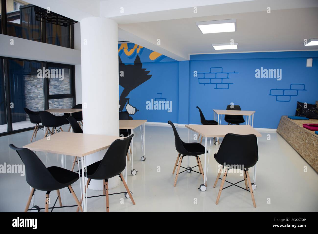 startup business office interior details, bright modern working space ...