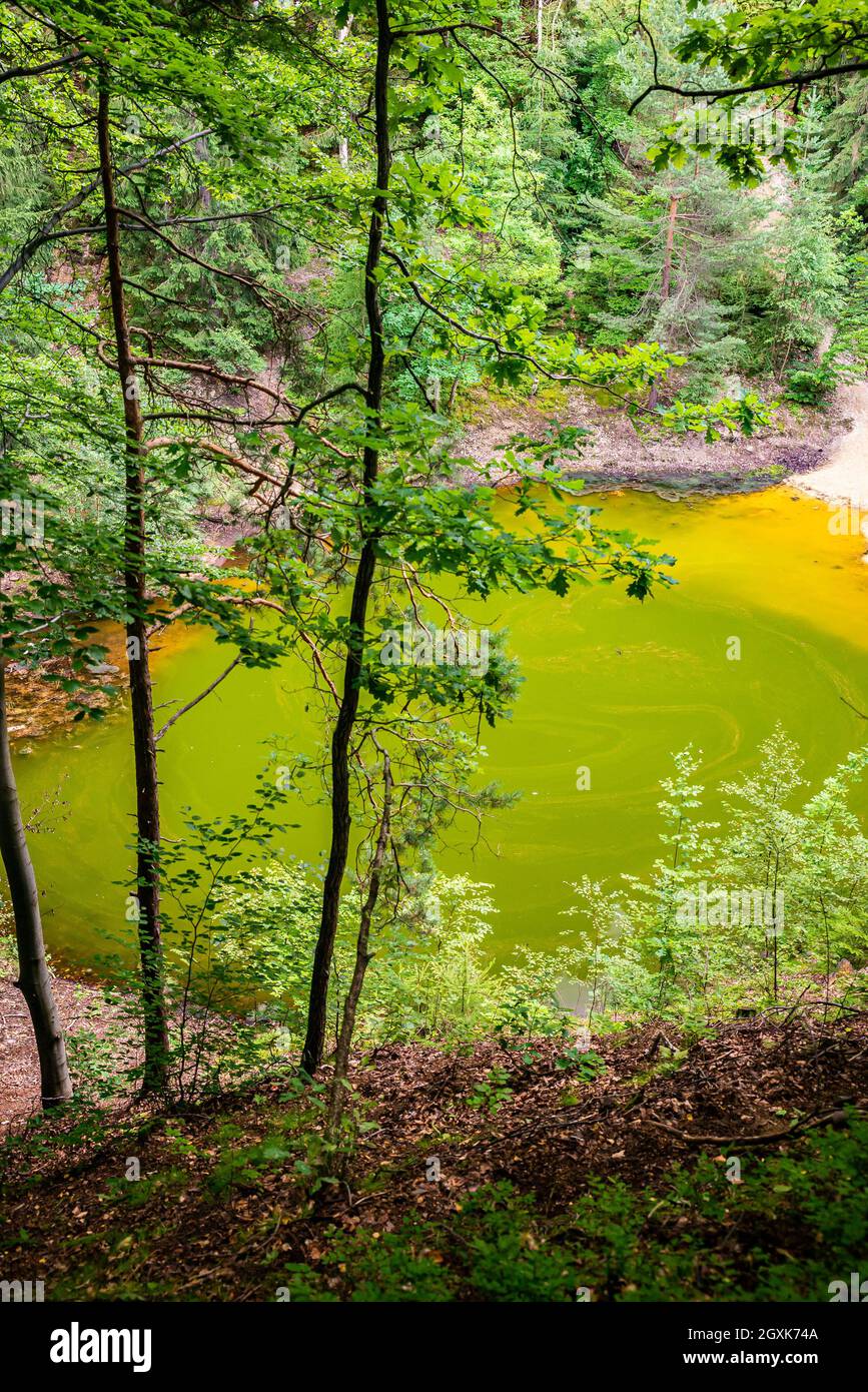 Colored lakes - Kolorowa jeziorka - in Poland in Summer - Yellow lake ...
