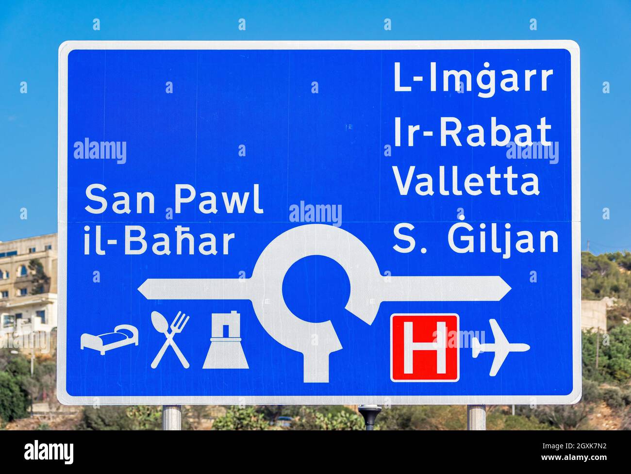 Typical Maltese blue road sign giving information or instructions to ...