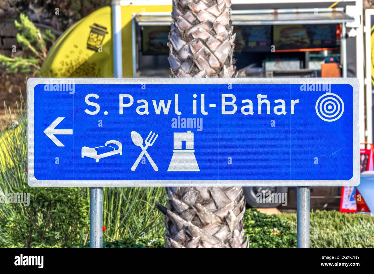 Typical Maltese blue road sign giving information or instructions to ...