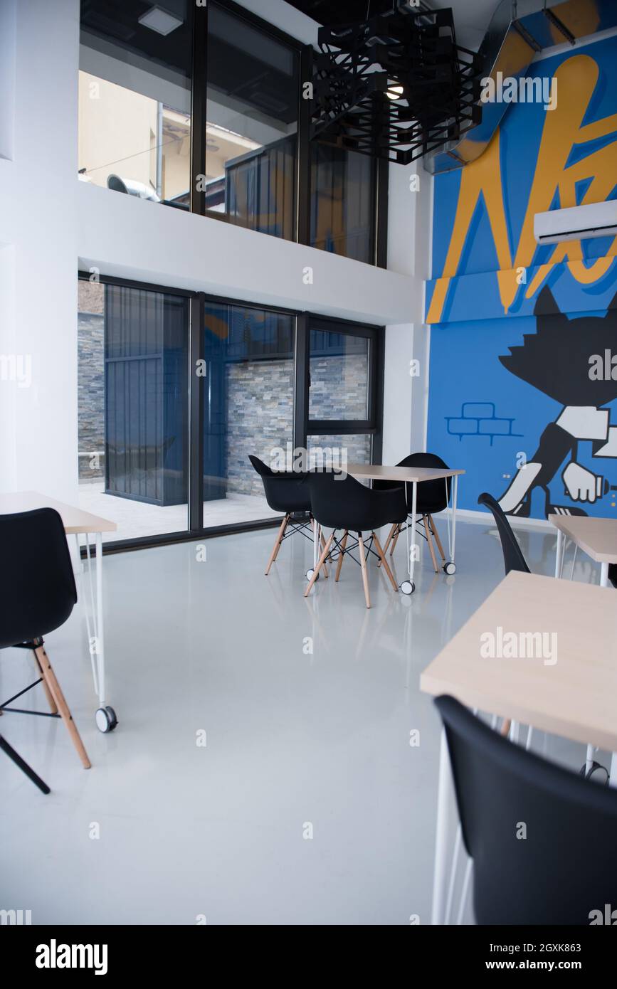 startup business office interior details, bright modern working space ...