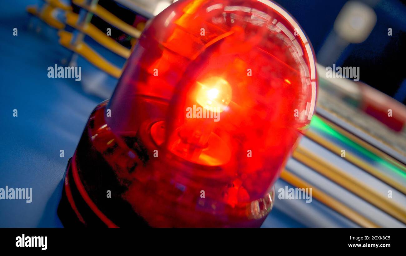 Closeup image of red alarm lights on building wall Stock Photo - Alamy