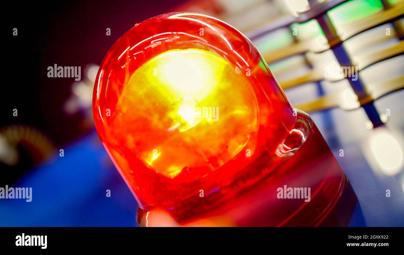 Closeup photo of red fire alarm lights on building wall Stock Photo - Alamy