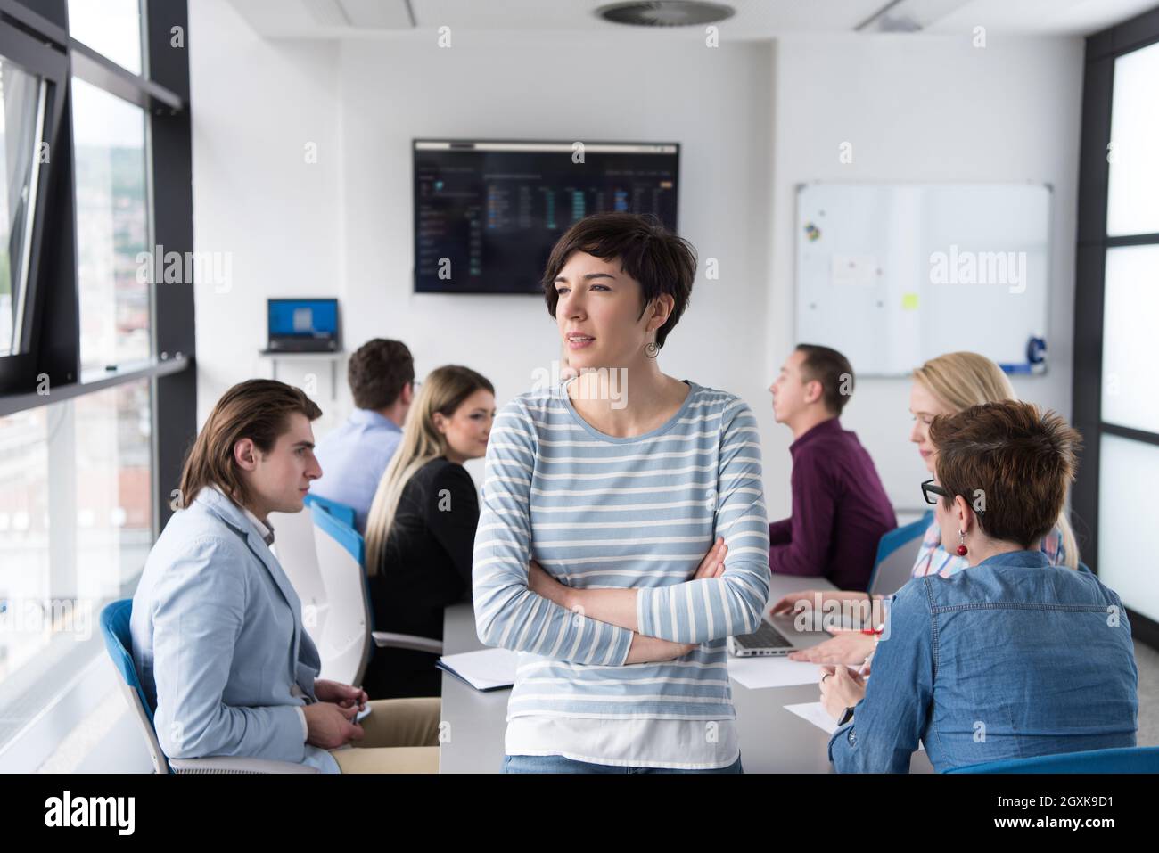 Portrait Of Successful Businesswoman Entrepreneur At Busy startup ...