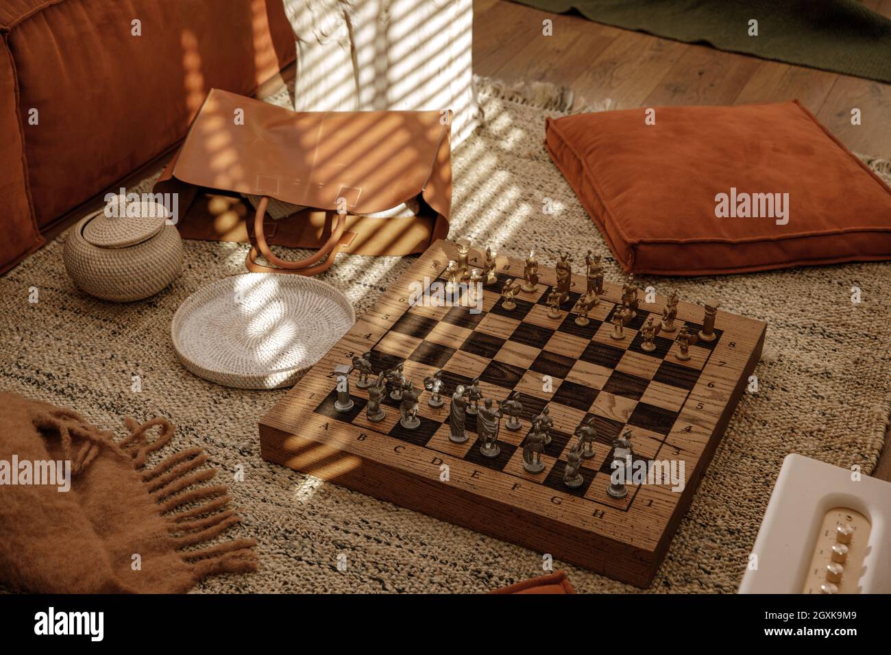 Ancient metal Roman Chess Set with silver and gold plated pieces on ...