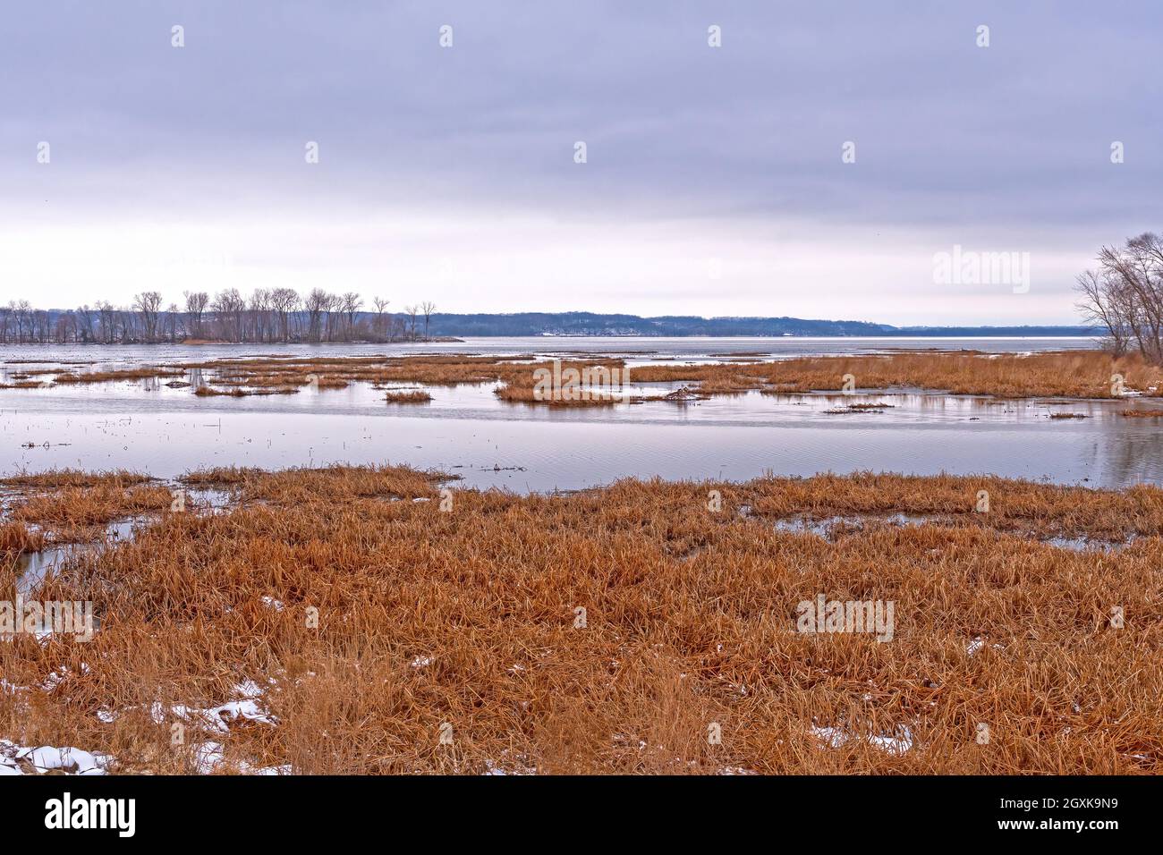 Bayou Along the Mississippi River in Winter near Fulton, Illinois Stock ...