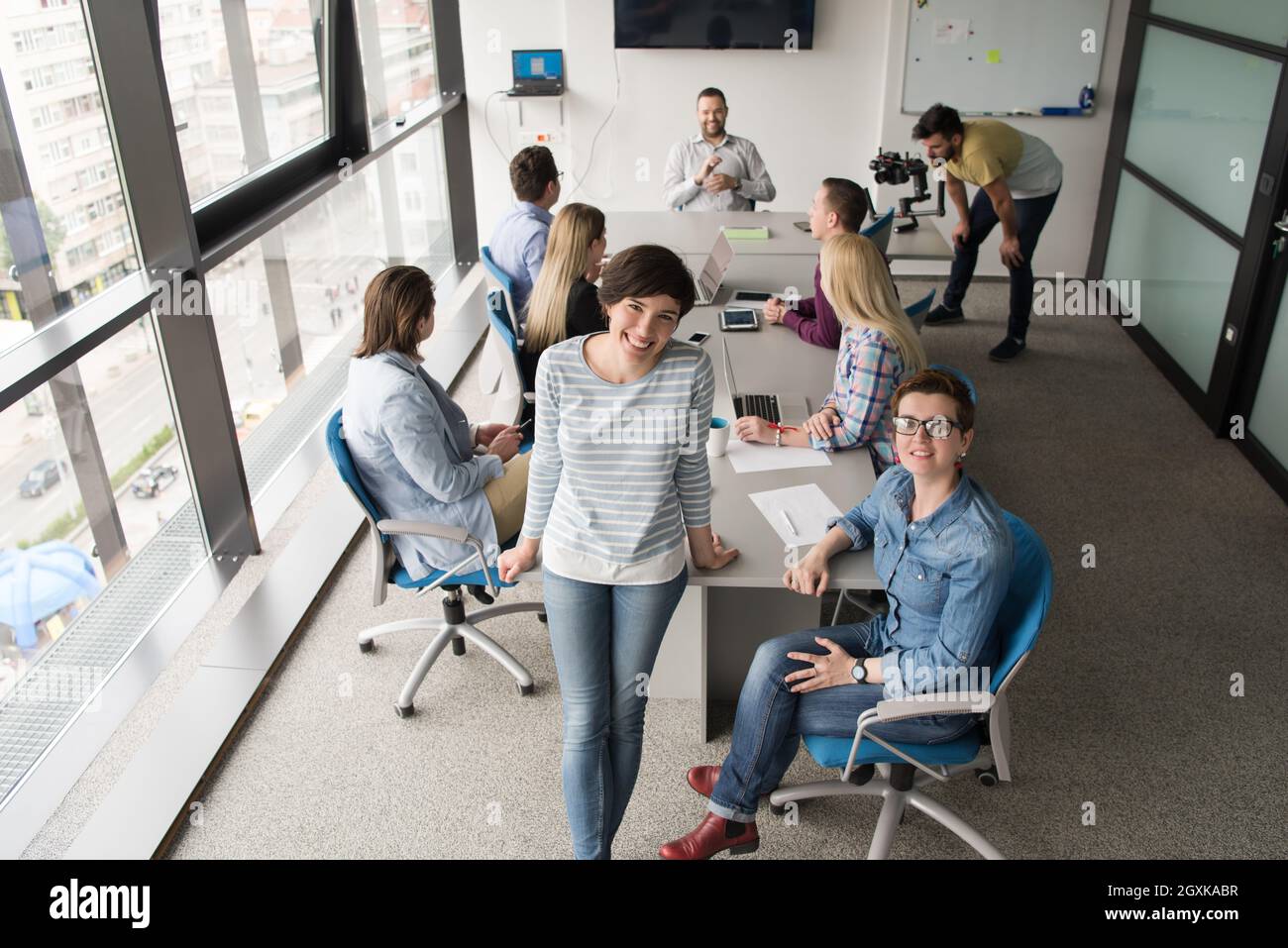Portrait Of Successful Businesswomen Entrepreneur At Busy startup ...