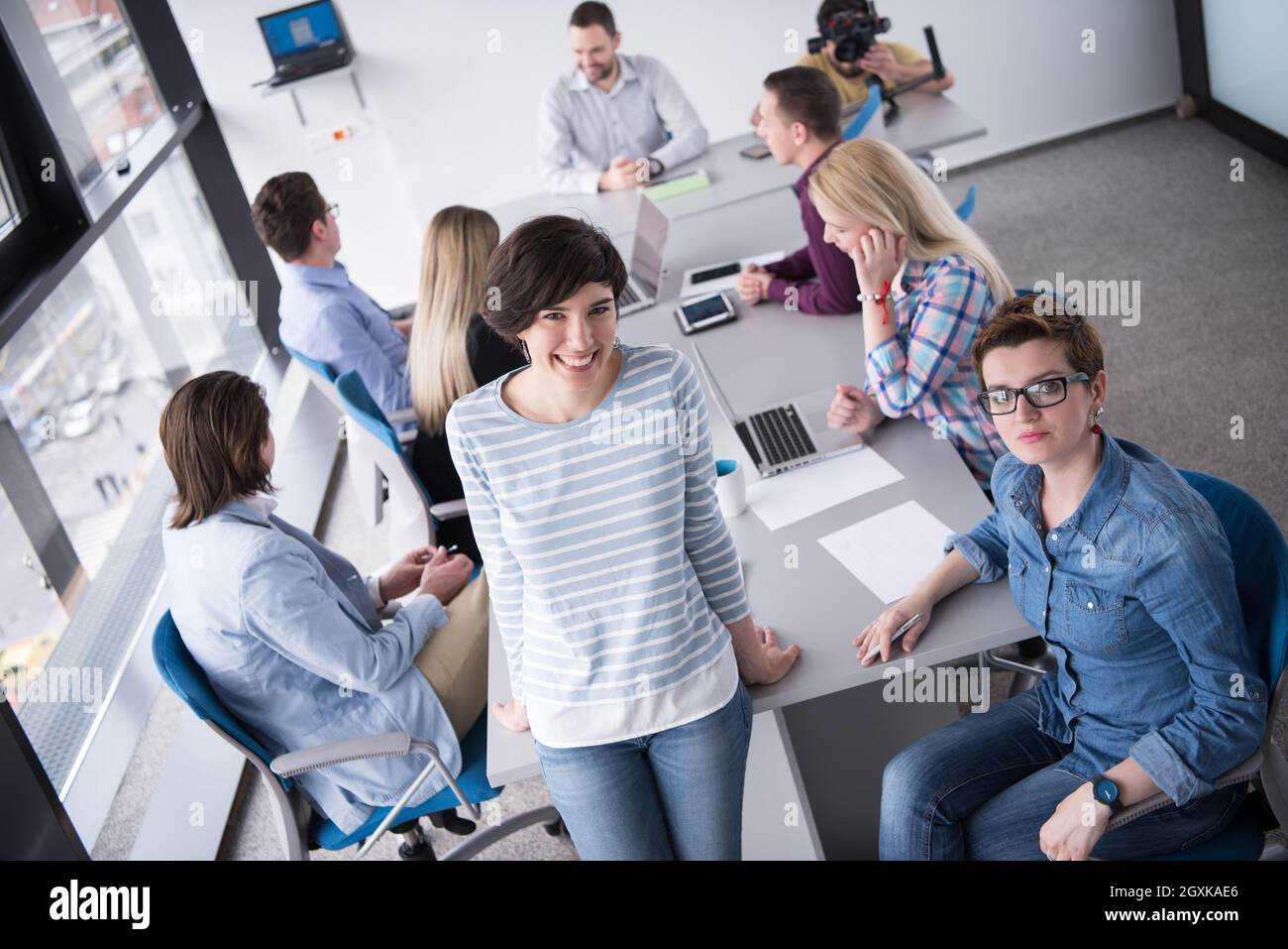 Portrait Of Successful Businesswomen Entrepreneur At Busy startup ...