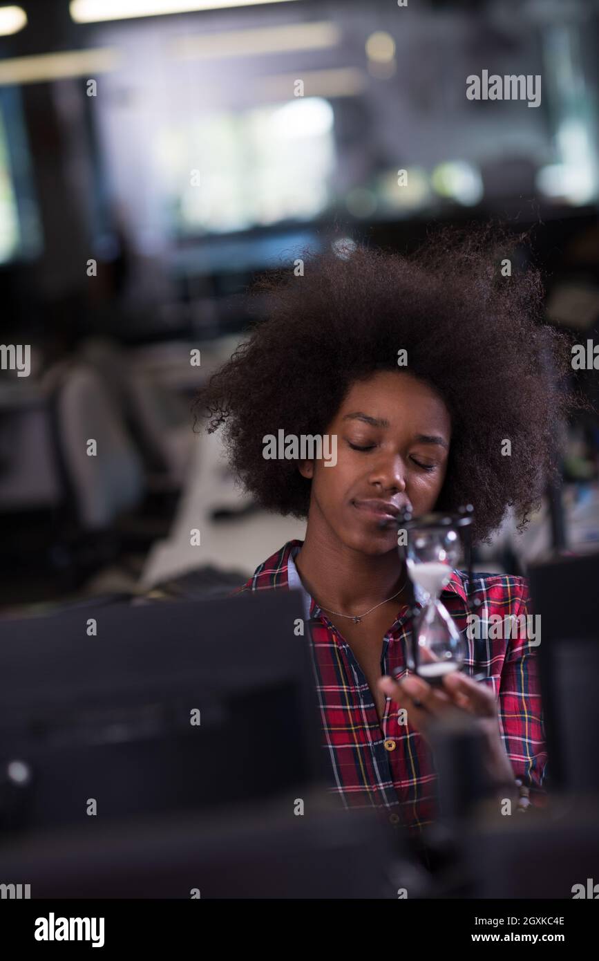 portrait of a young successful African American beautiful woman who ...