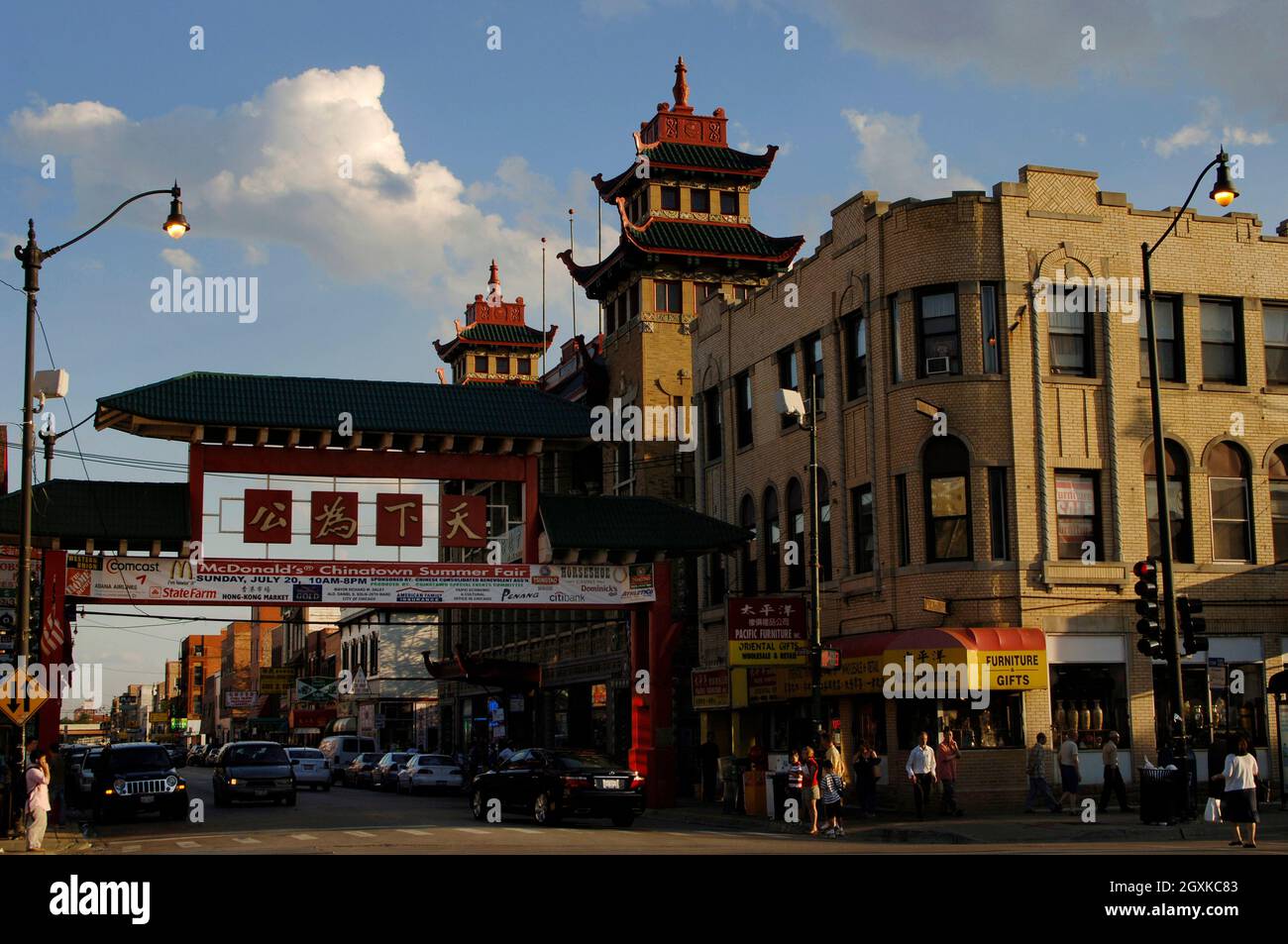 United States, State of Illinois, Chicago. Chinatown Gate. It was built ...