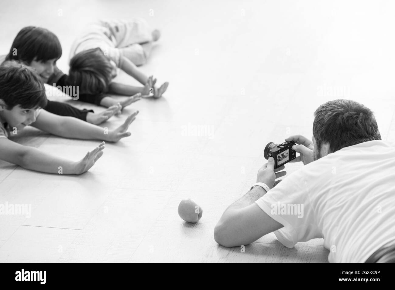 Photoshooting with kids models at studio as new modern home Stock Photo ...