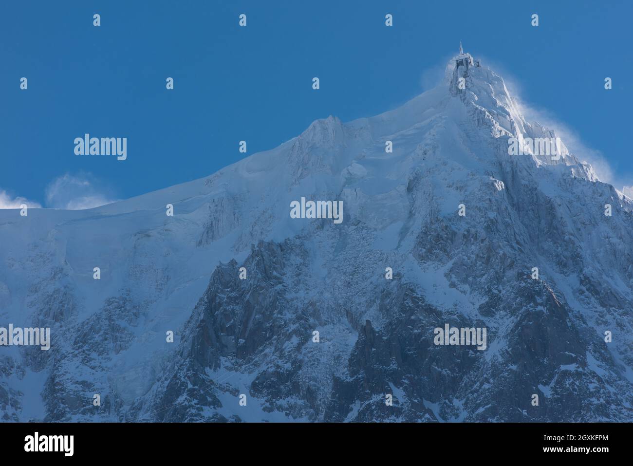 French alps mountain peaks covered with fresh snow. Winter landscape ...
