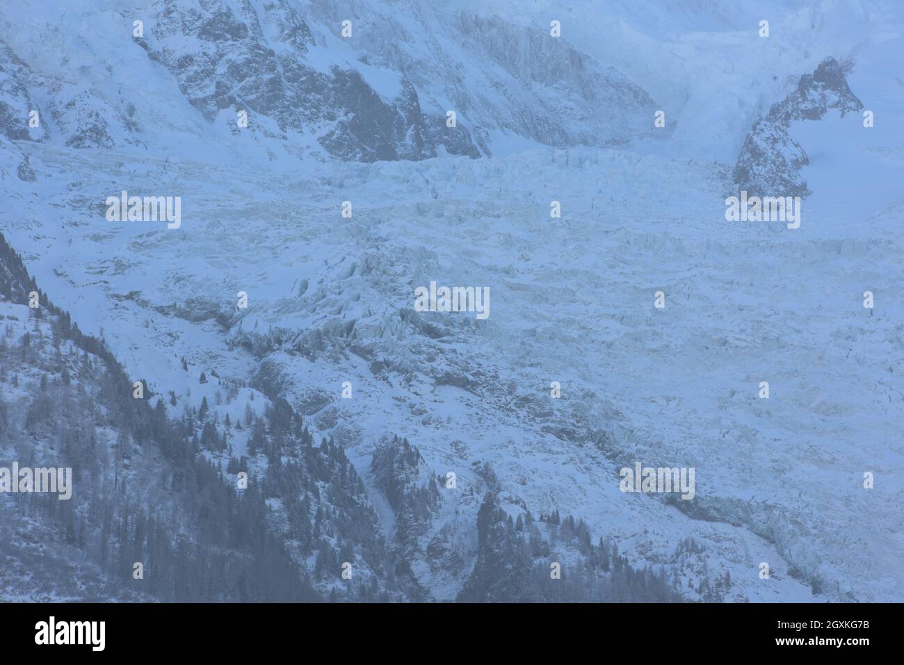 French alps mountain peaks covered with fresh snow. Winter landscape ...