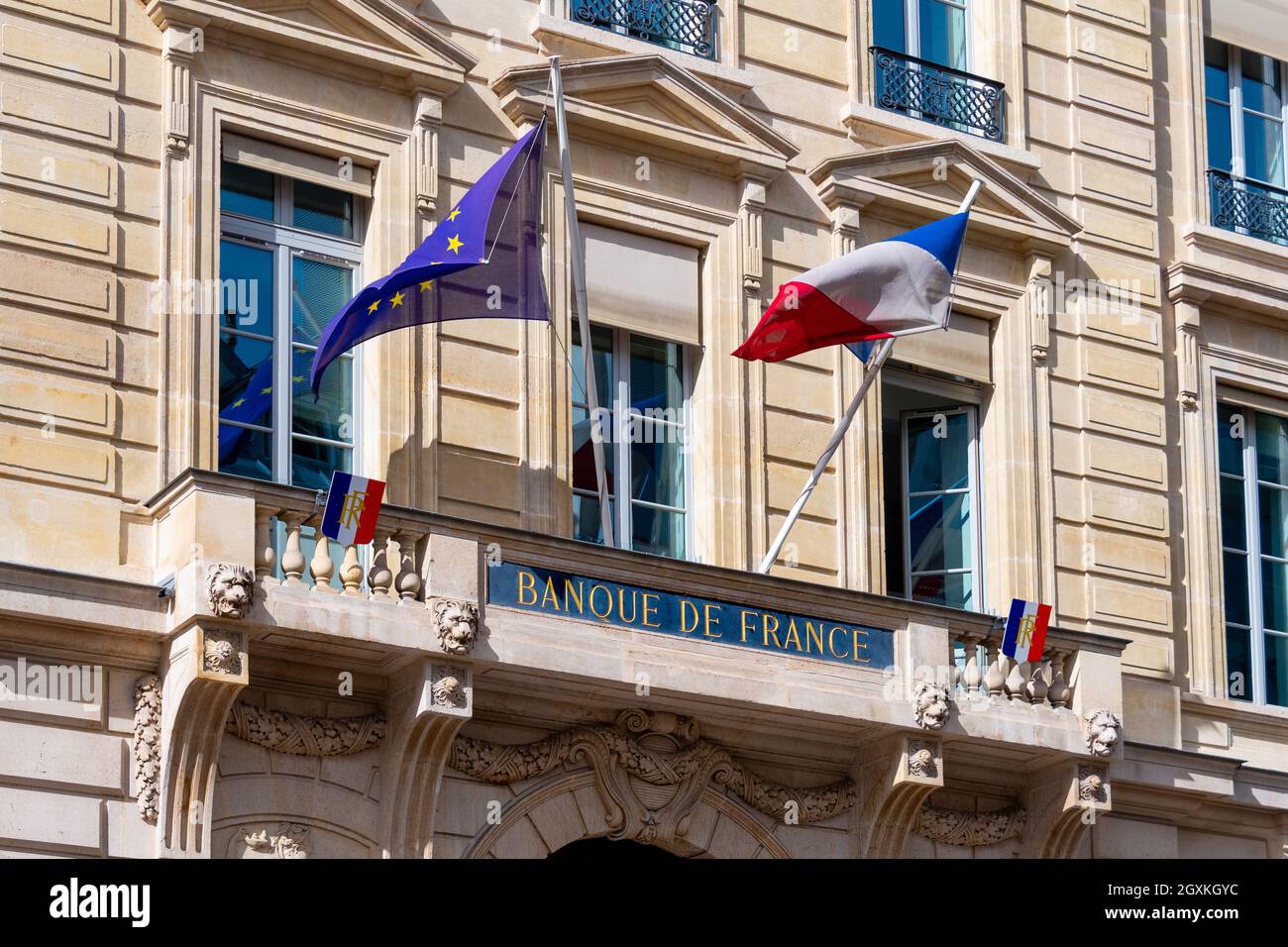 Exterior view of the head office of Banque de France, central bank of ...
