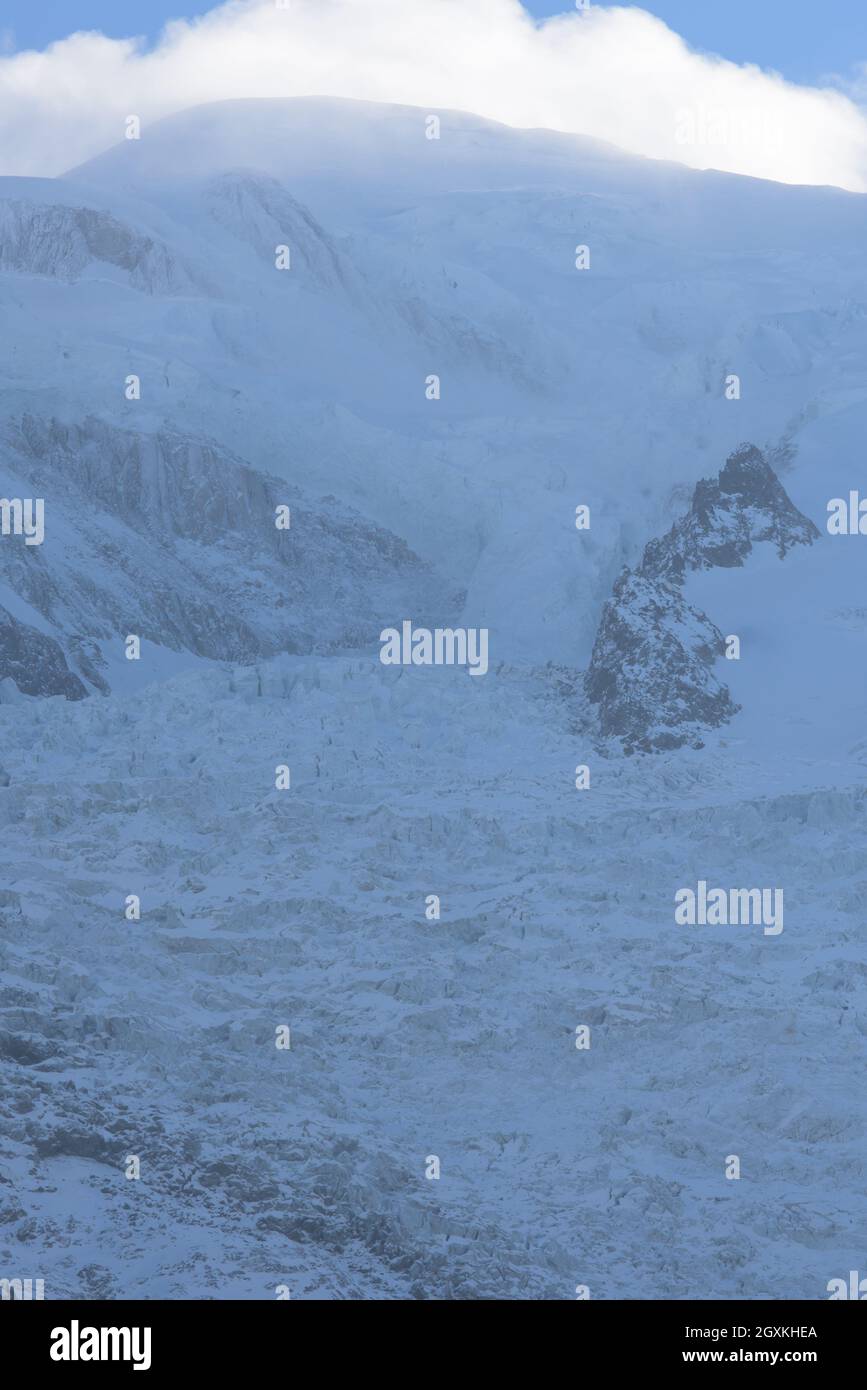 French alps mountain peaks covered with fresh snow. Winter landscape ...