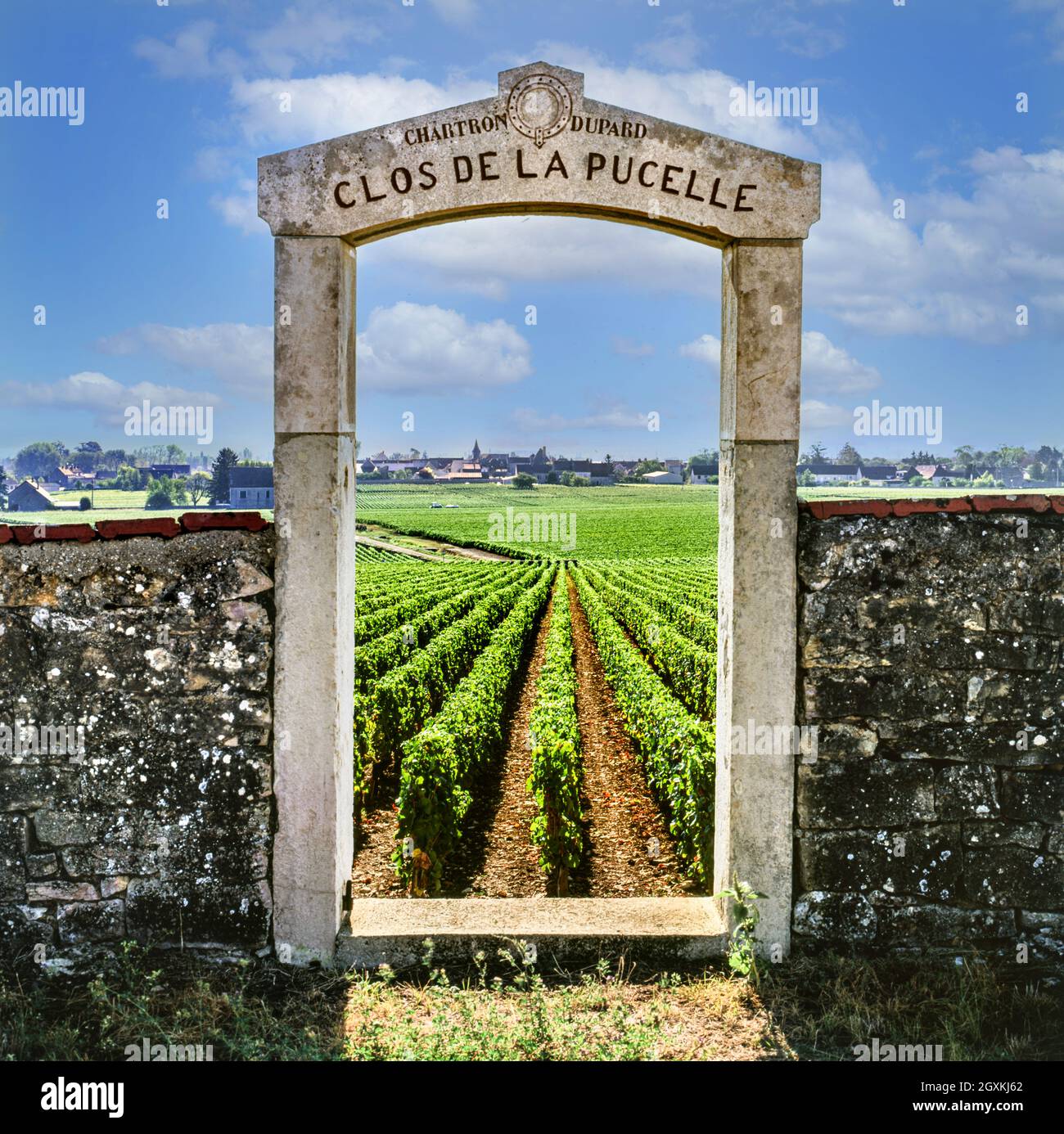 Clos de la pucelle vineyard stone arch entrance hi-res stock ...