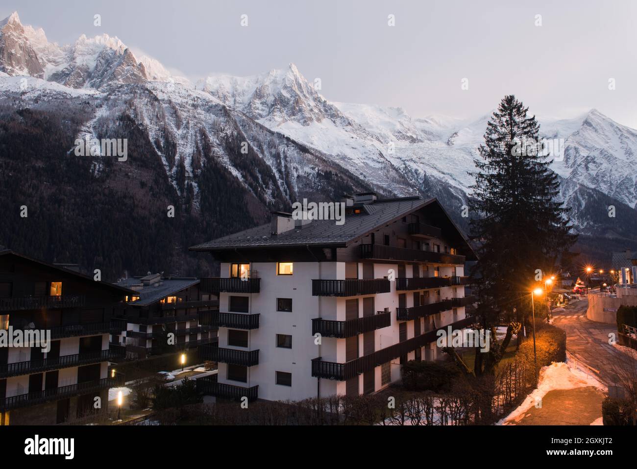 Chamonix winter city view hi-res stock photography and images - Alamy