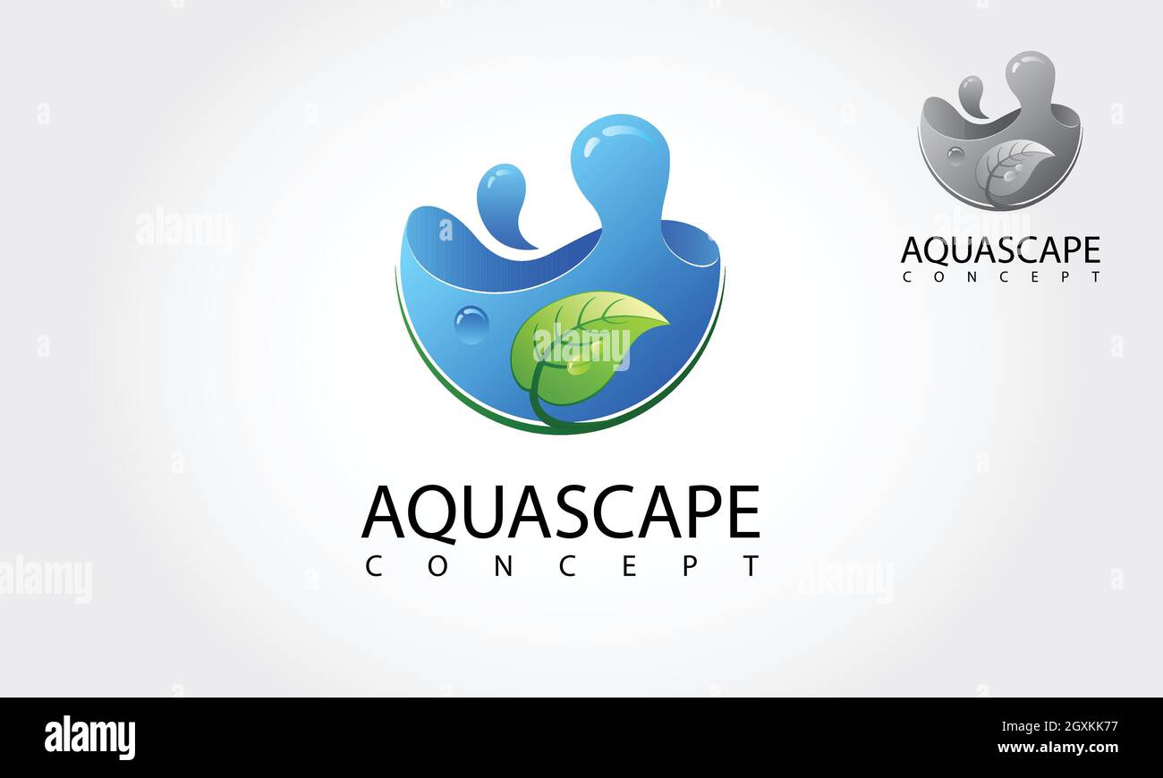 Aquascape Vector Logo Template. Green Aquarium illustration concept ...