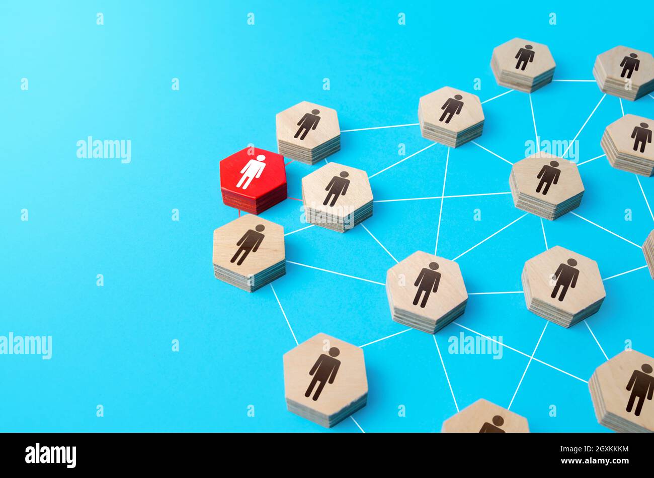 Red person intervenes in the people network and takes control. Capture ...