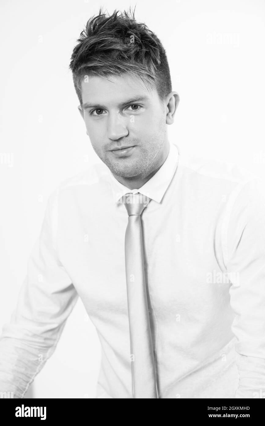 Portrait of a young handsome man in a representative strict clothing ...