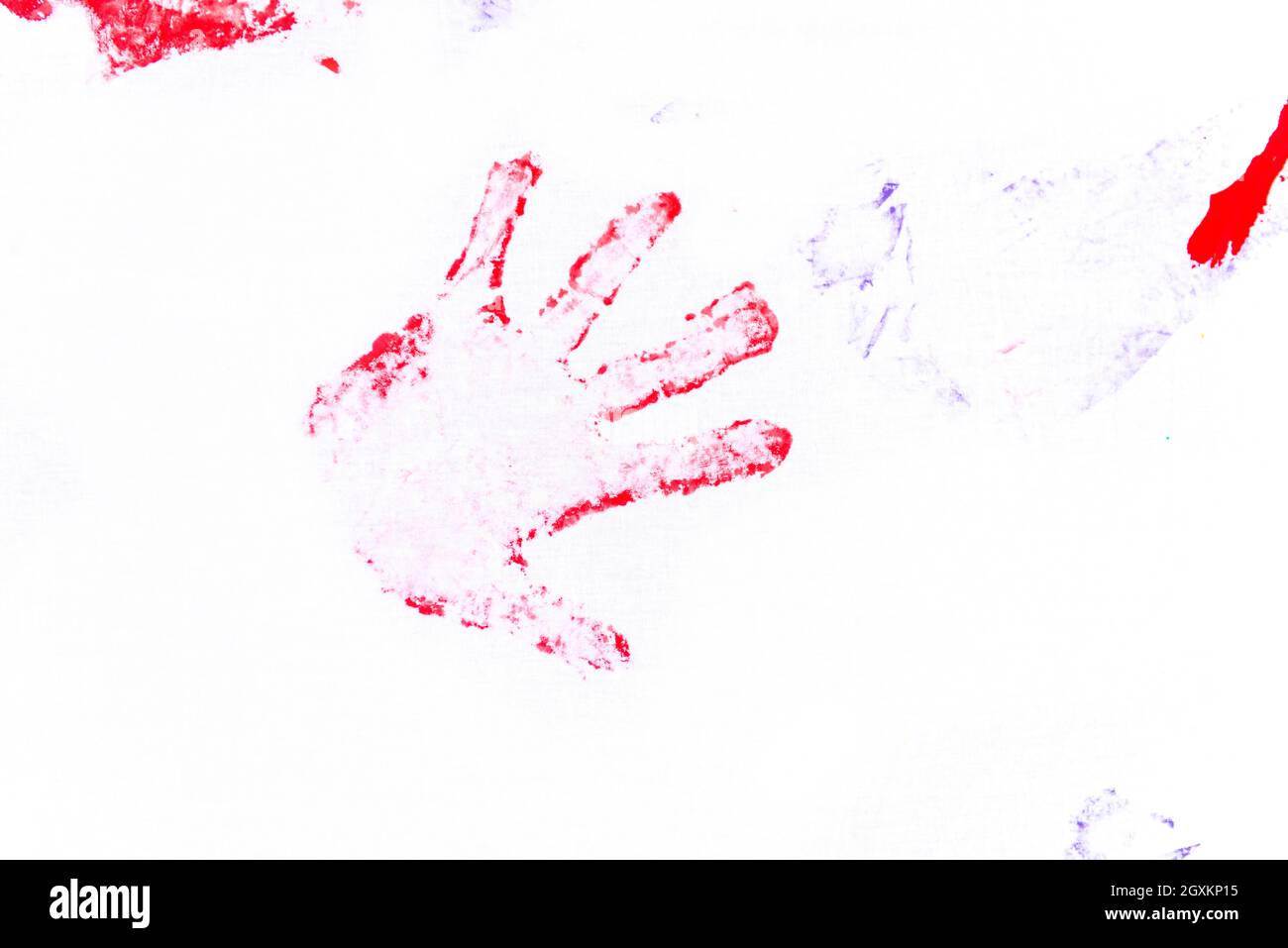 child colorful hand prints on white background Stock Photo - Alamy