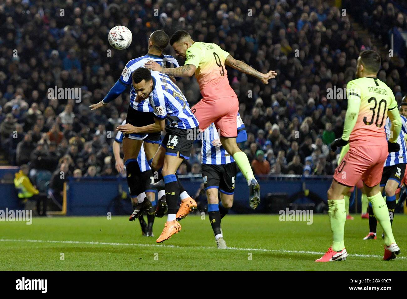 Manchester City's Gabriel Jesus has a header at goal Stock Photo - Alamy
