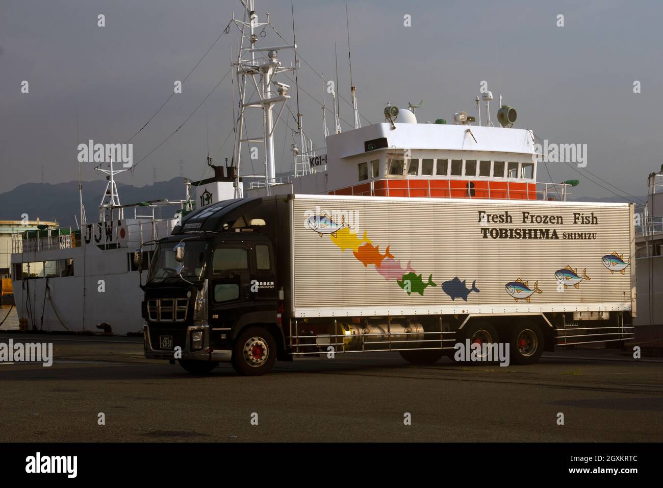 Delivery truck of frozen fish, Shizuoka Port, Shizuoka, Japan Stock ...