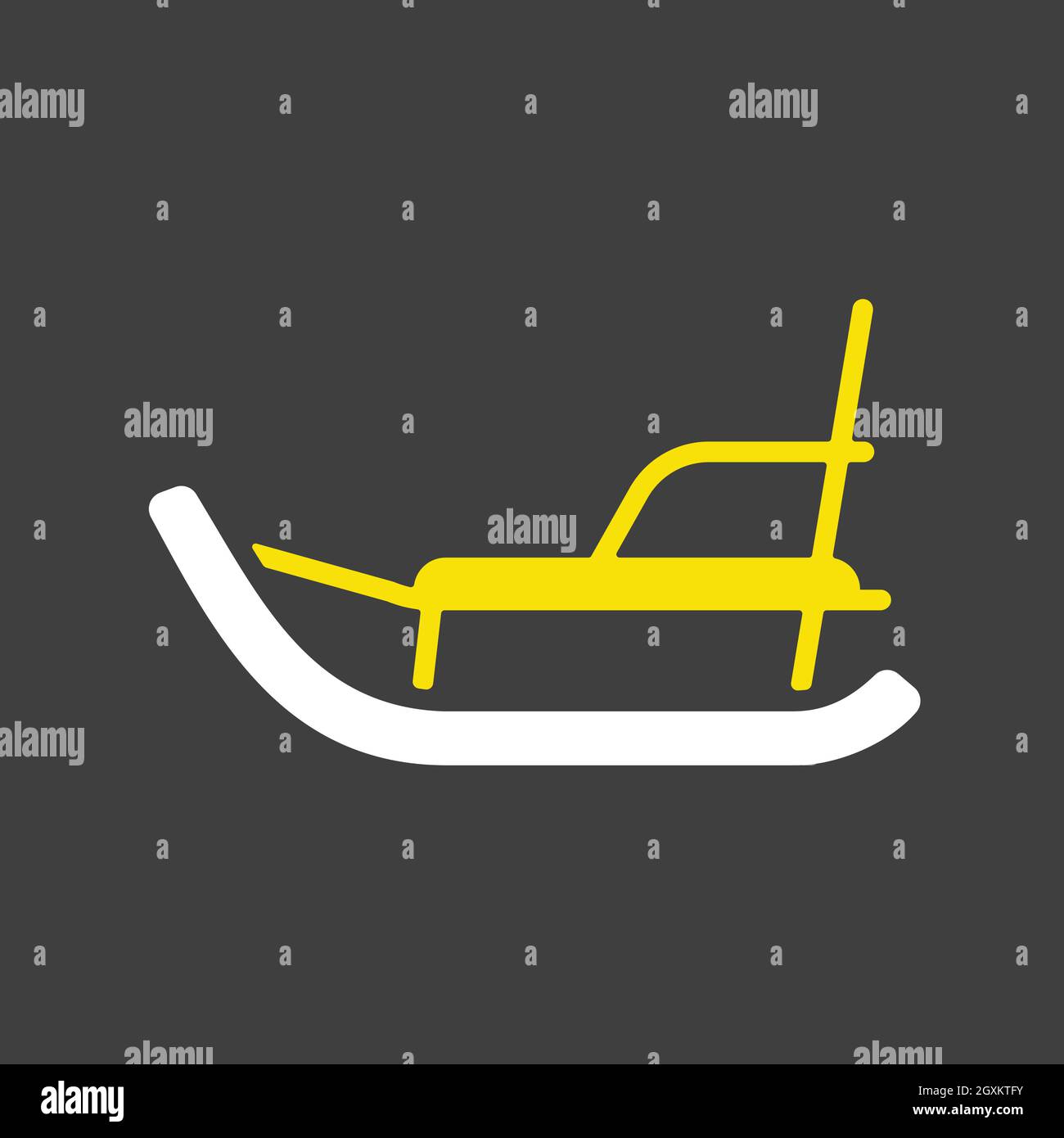 Winter sled vector glyph icon on dark background. Winter sign. Graph ...