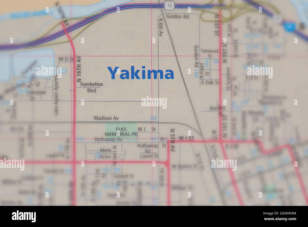 Map of Yakima, Washington Stock Photo - Alamy