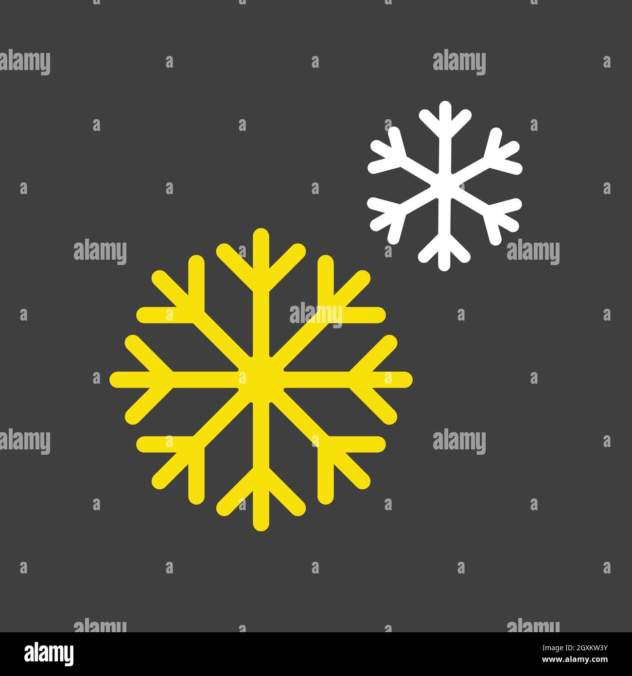 Snowflakes vector glyph icon on dark background. Winter sign. Graph ...