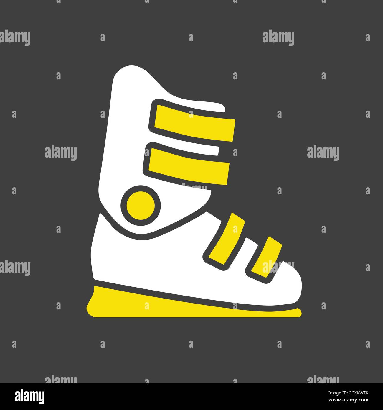 Ski boots vector glyph icon on dark background. Winter sign. Graph ...
