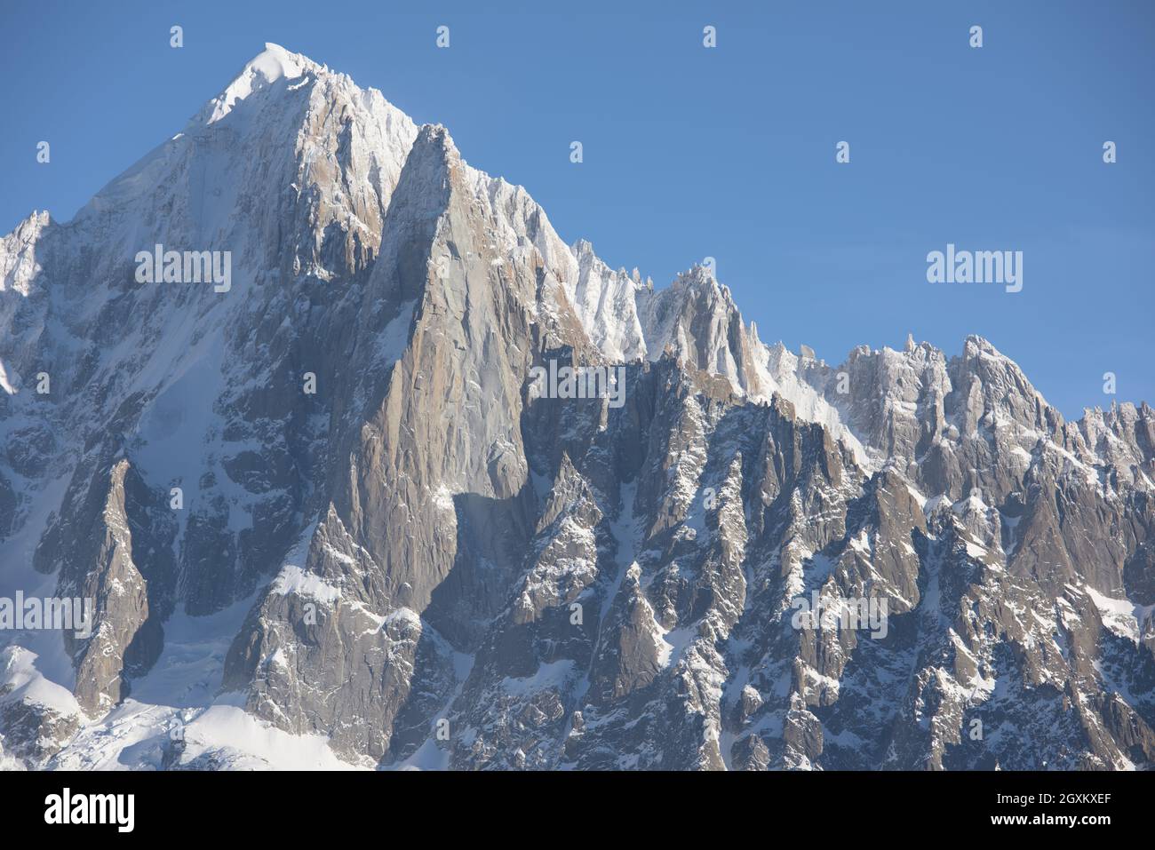 French alps mountain peaks covered with fresh snow. Winter landscape ...