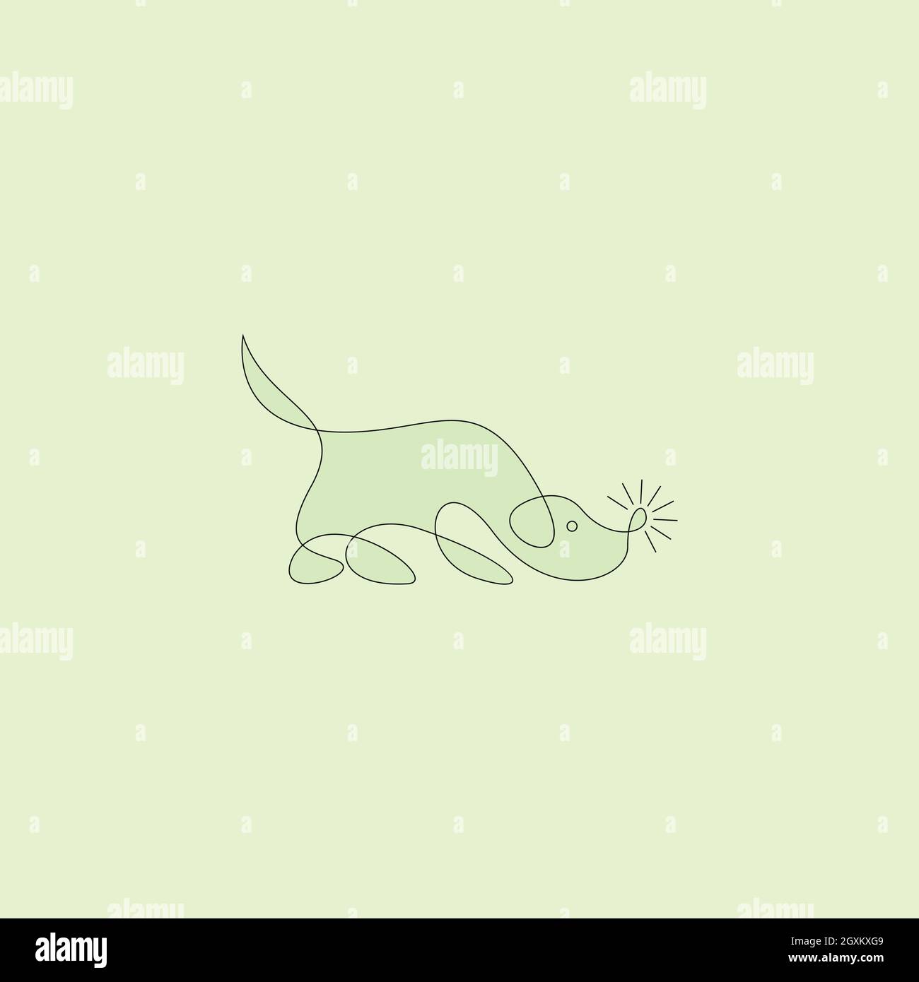 Playful dog in continuous line art drawing style. Line art dog logo ...
