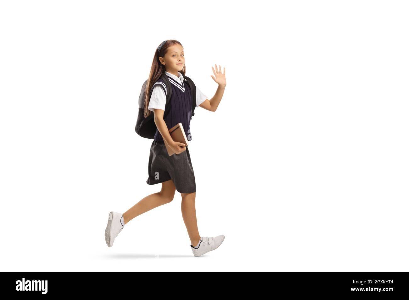 Child going to school waving hi-res stock photography and images - Alamy