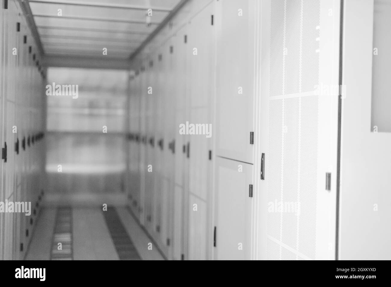 modern server room with white servers and hardwares in a internet data ...