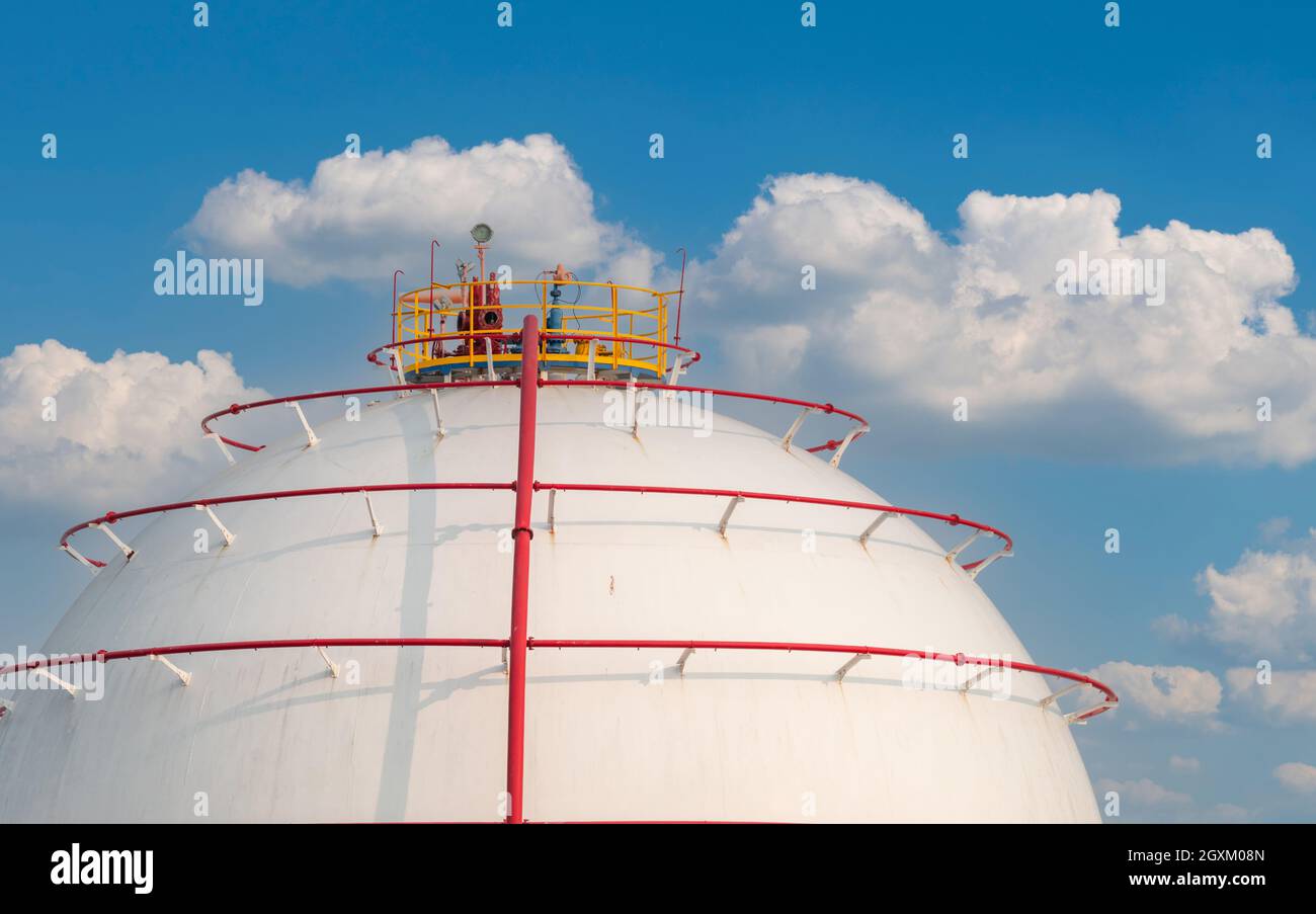 Industrial gas storage tank. LNG or liquefied natural gas storage tank ...
