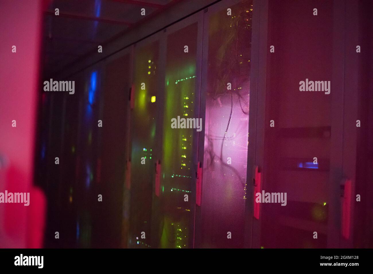 panel modern communication equipment with light from the display at ...