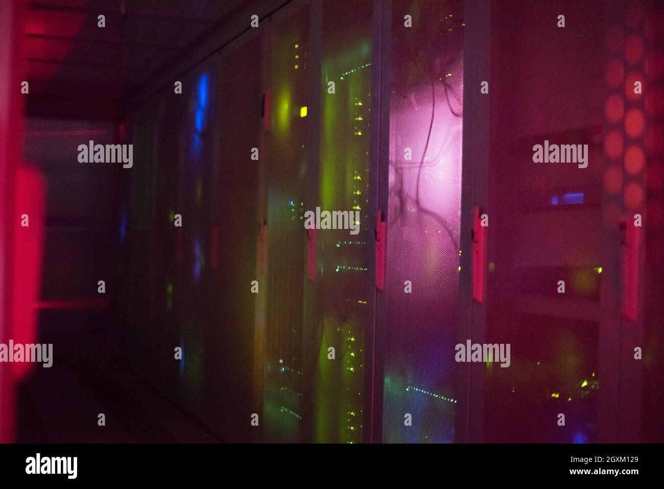 panel modern communication equipment with light from the display at ...