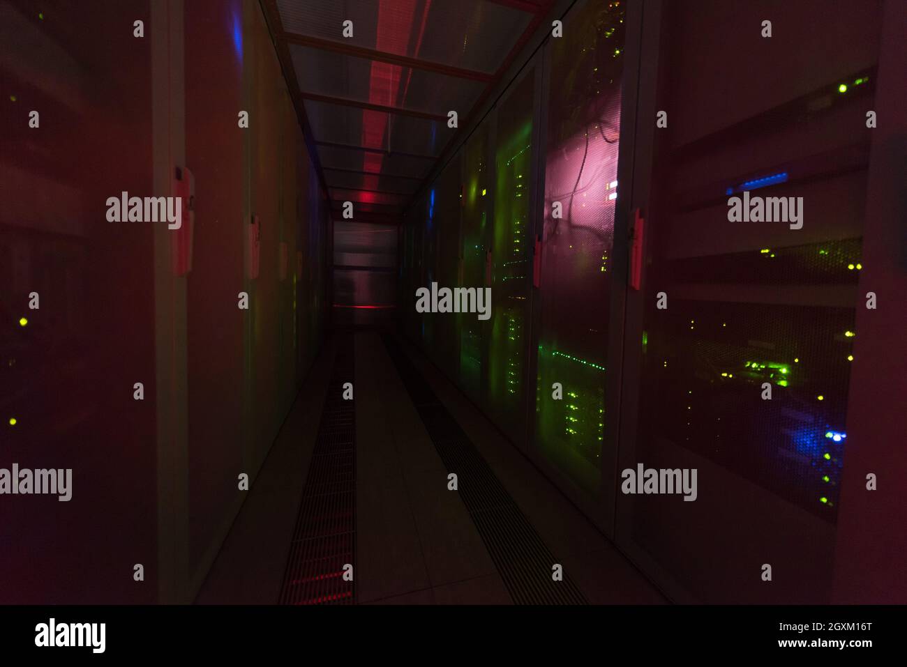 panel modern communication equipment with light from the display at ...