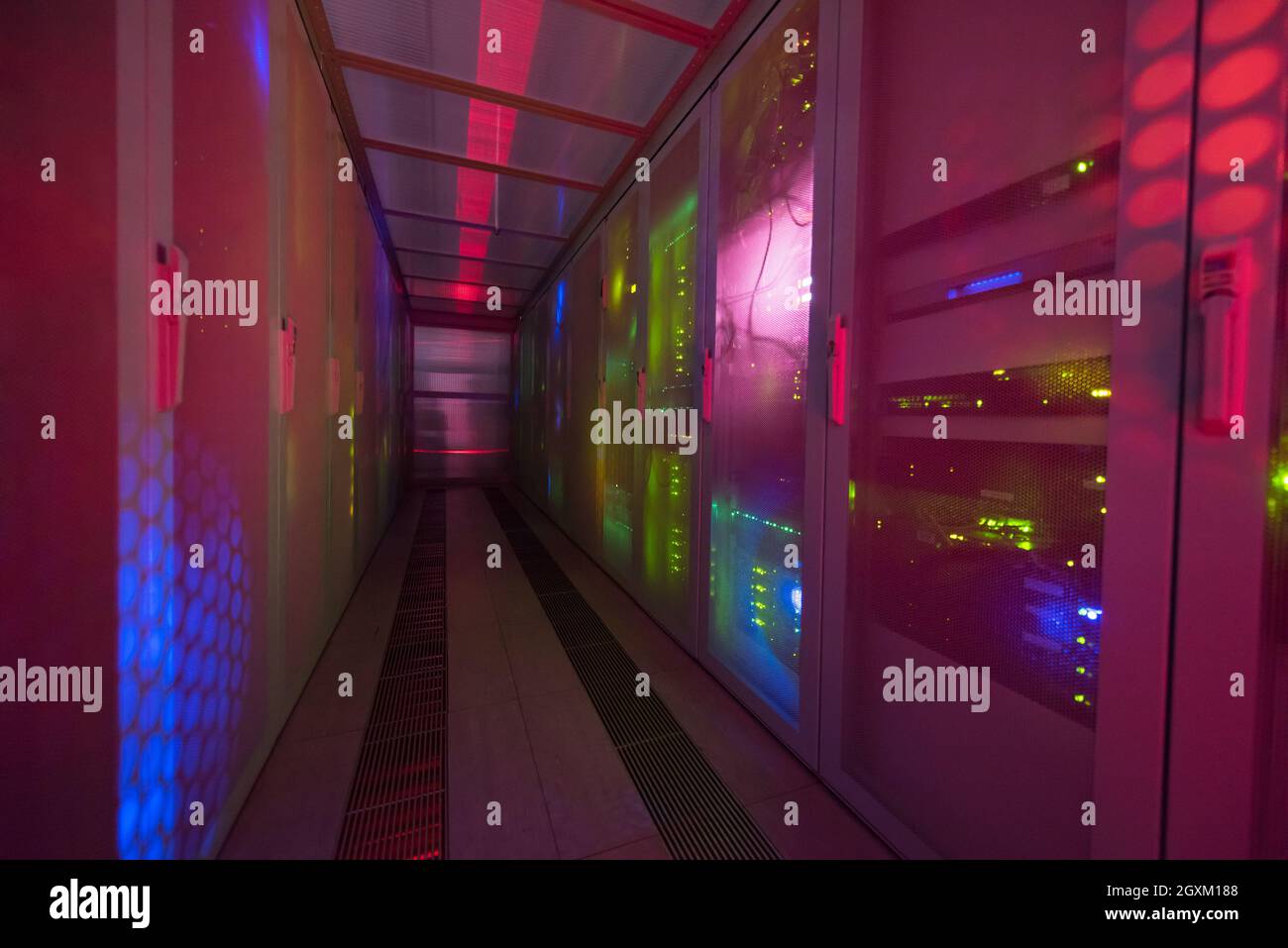 panel modern communication equipment with light from the display at ...