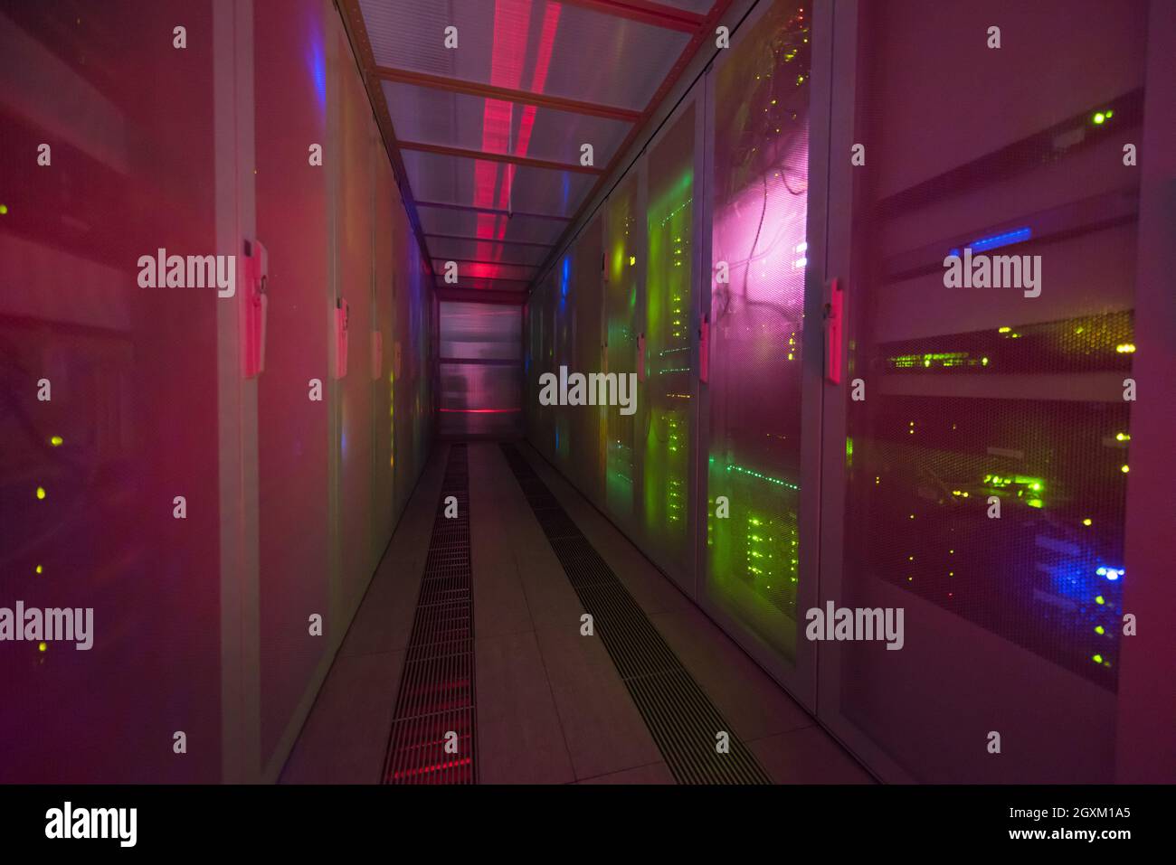 panel modern communication equipment with light from the display at ...