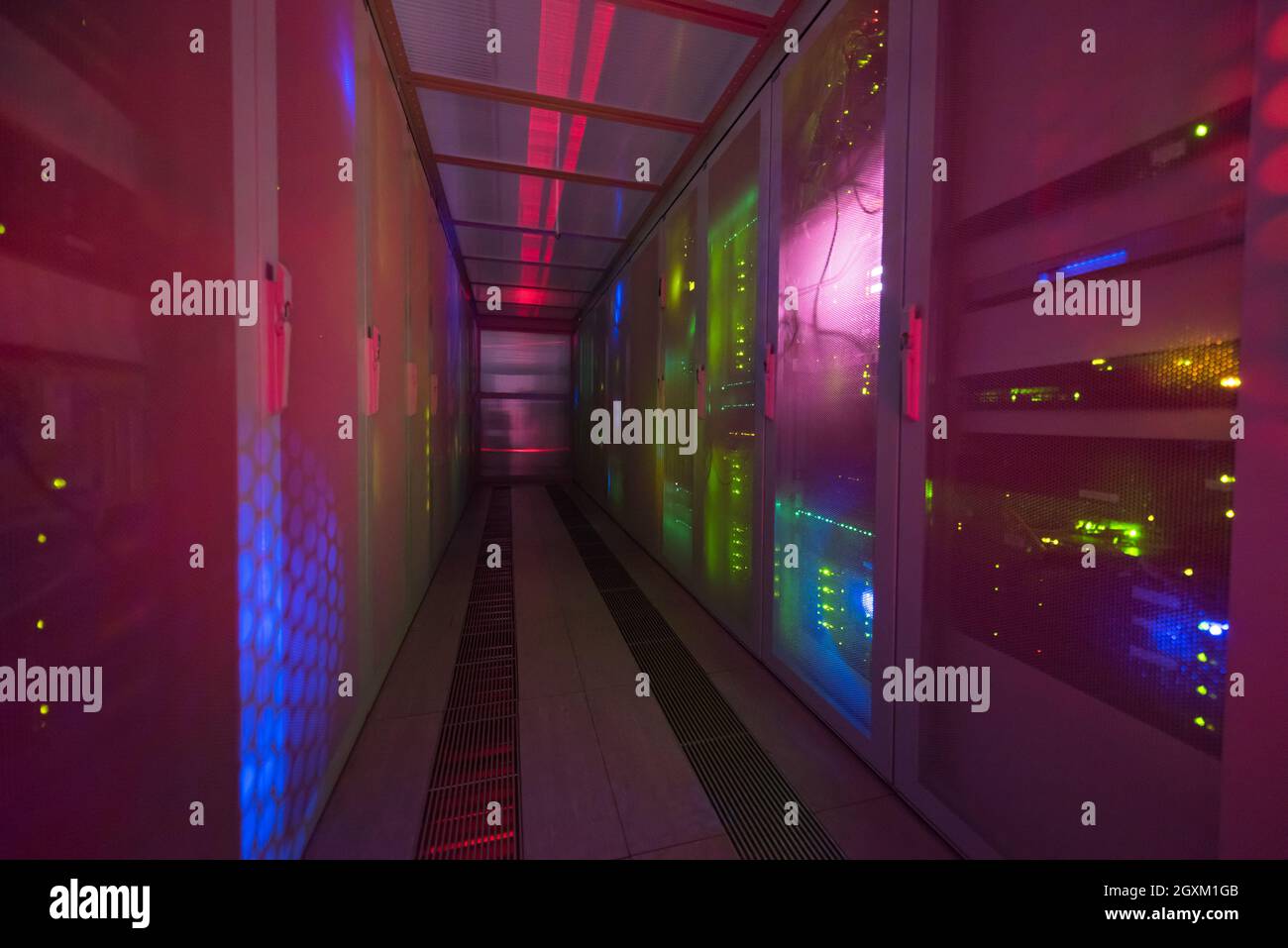 panel modern communication equipment with light from the display at ...