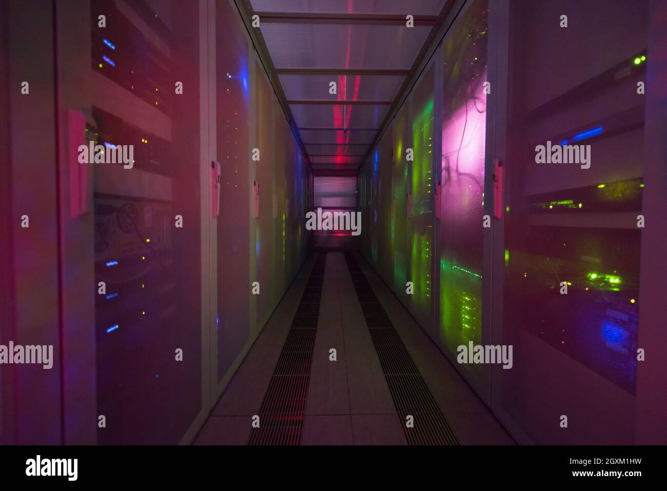 panel modern communication equipment with light from the display at ...